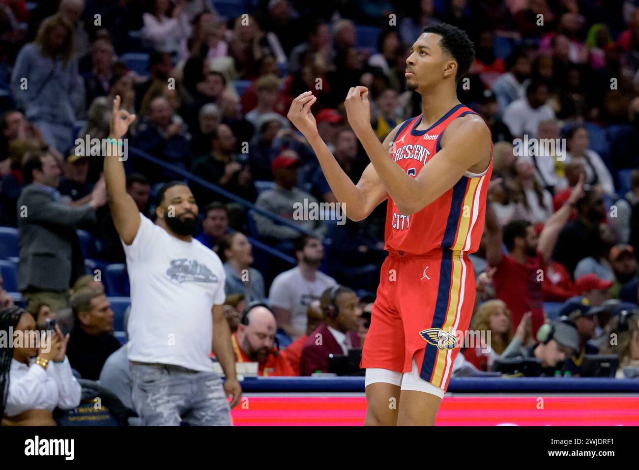 New Orleans Pelicans guard Trey Murphy III (25) celebrates a basket ...