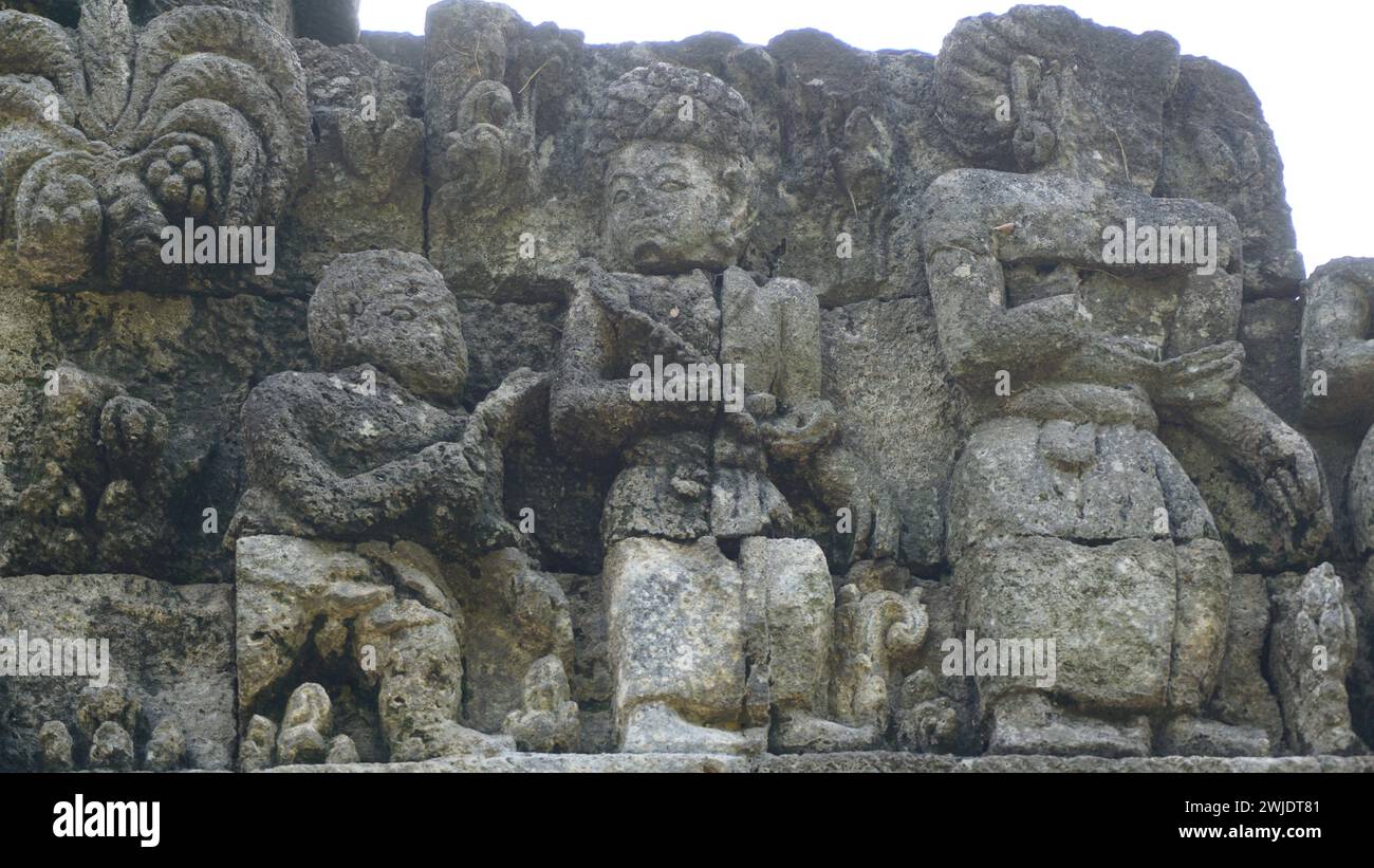 Relief on the wall of Tegowangi temple in Kediri, East Java. This ...