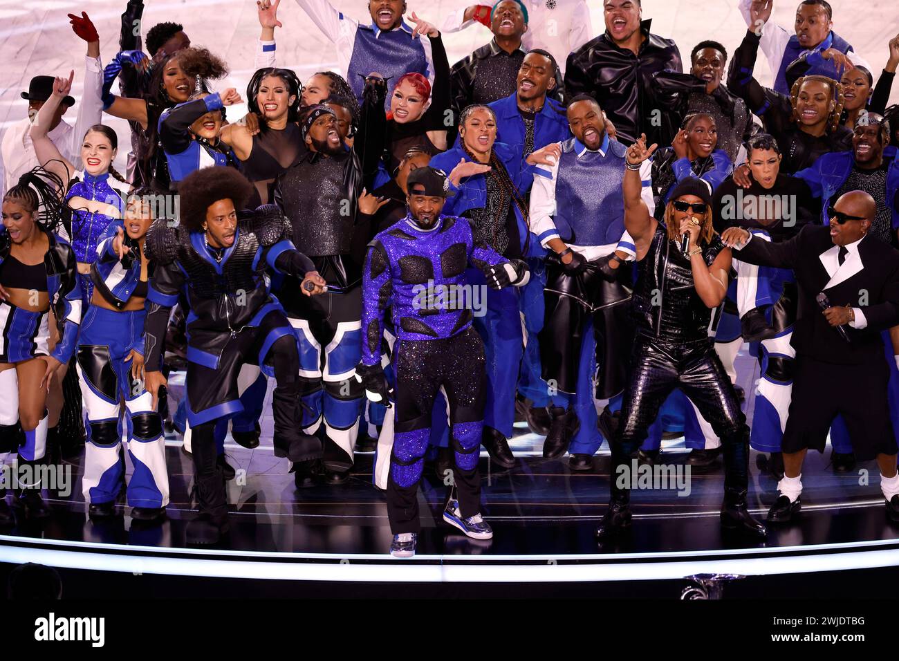 Ludacris, Usher, Lil Jon, and Jermaine Dupri perform at halftime during ...