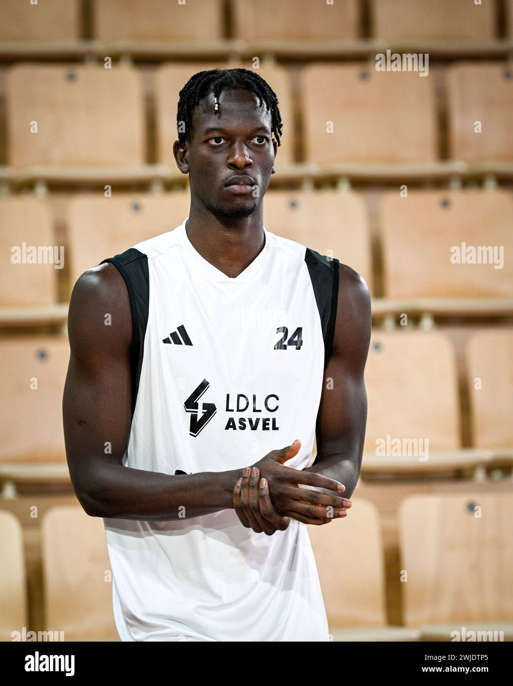 Monaco, Monaco. 13th Feb, 2024. Asvel player #24 Mbaye Ndiaye is seen ...