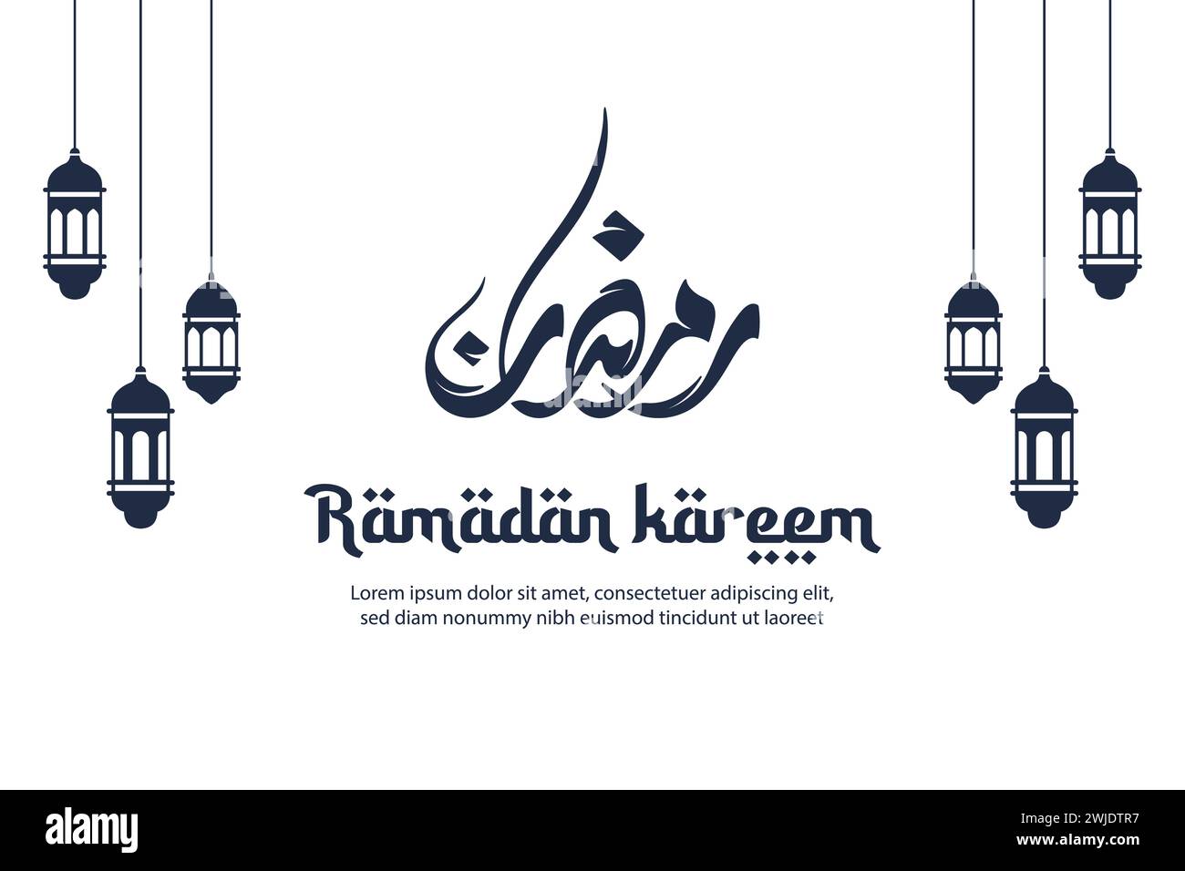 Arabic calligraphy with hanging ramadan lanterns hi-res stock ...