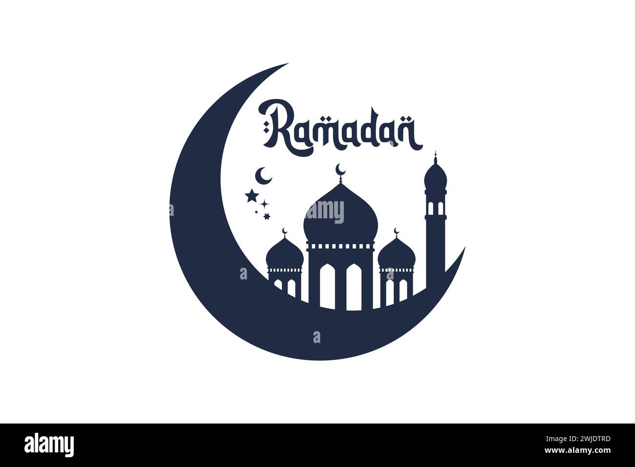 Silhouette of crescent moon and mosque ramdan concept vector ...