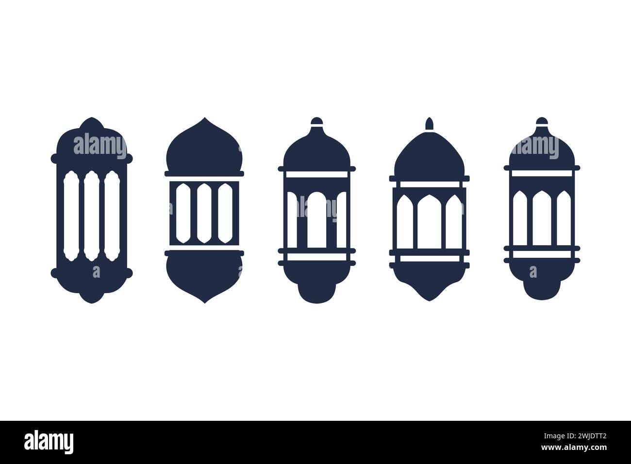 Ramadan or Eid al-Fitr arabic islam lantern or lamp silhouette collection vector illustration ...