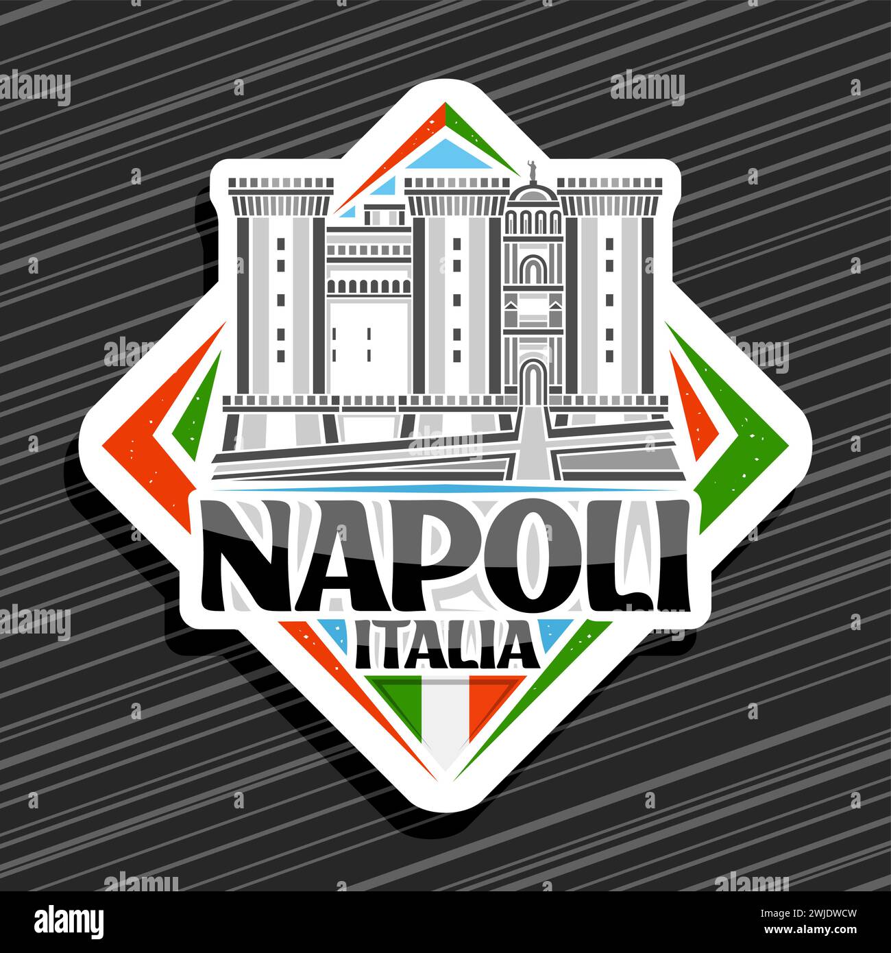 Vector logo for Napoli, white rhombus road sign with outline ...