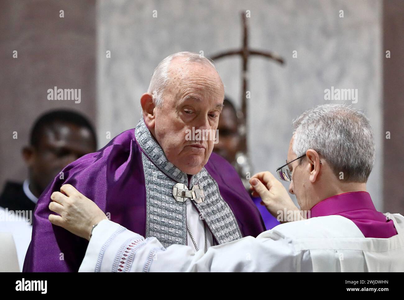 Rome, Italy. 14th Feb, 2024. Pope Francis celebrates the Ash Wednesday ...