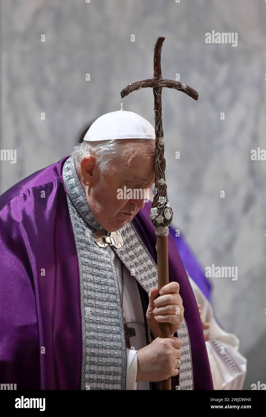 Rome, Italy. 14th Feb, 2024. Pope Francis celebrates the Ash Wednesday ...