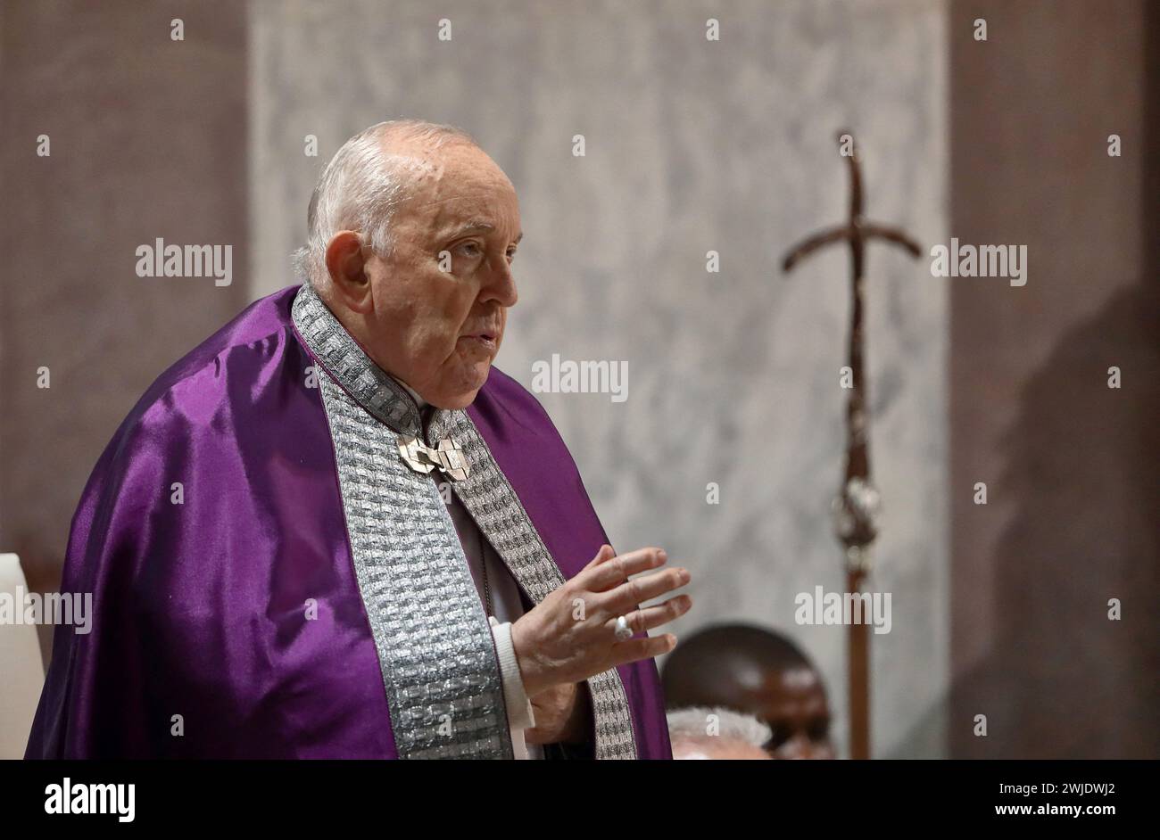 Rome, Italy. 14th Feb, 2024. Pope Francis celebrates the Ash Wednesday ...