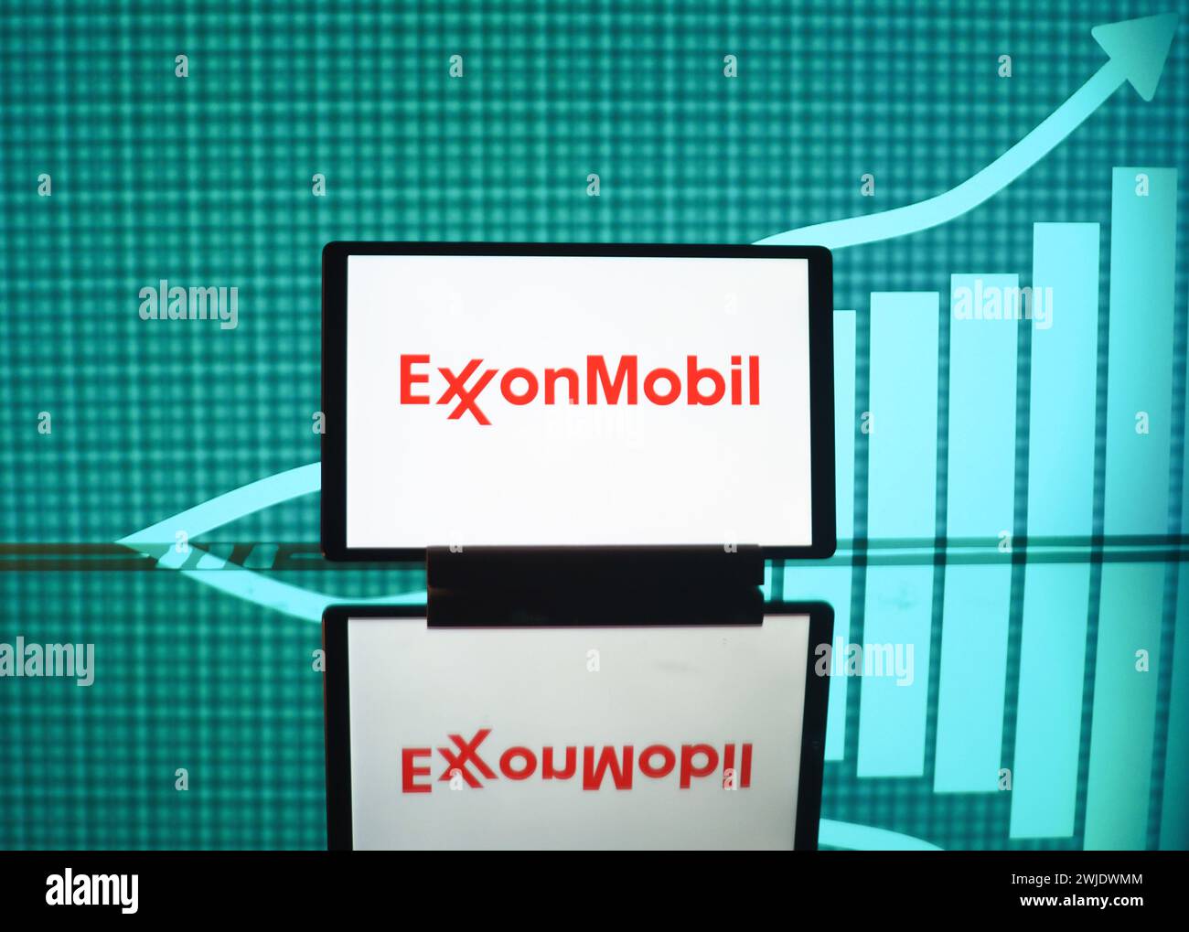 Germany. 14th Feb, 2024. In this photo illustration, Exxon Mobil ...