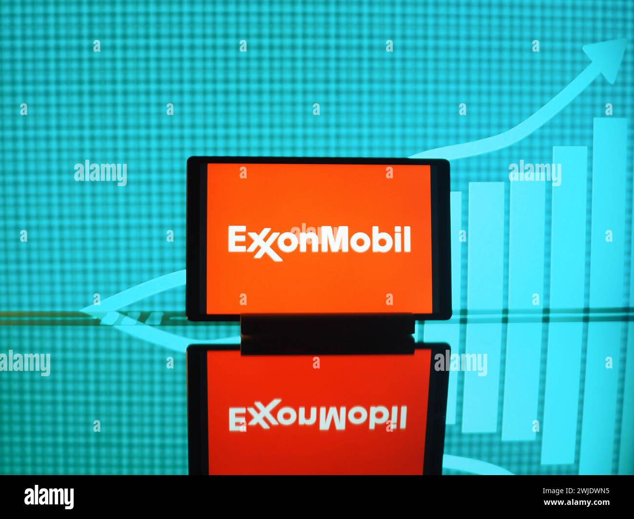 Germany. 14th Feb, 2024. In this photo illustration, Exxon Mobil ...