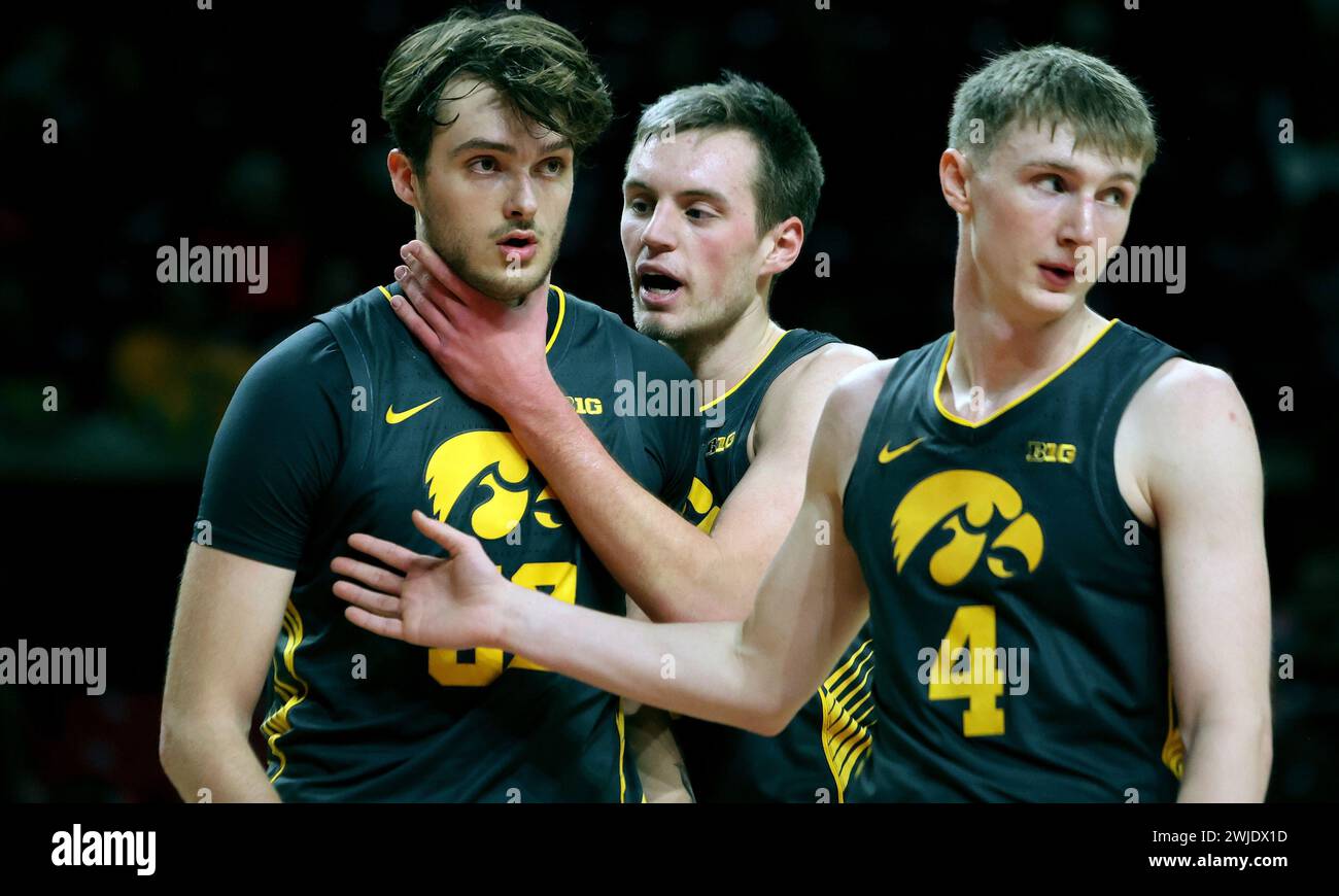 COLLEGE PARK, MD - FEBRUARY 14: Iowa Hawkeyes forward Payton Sandfort ...
