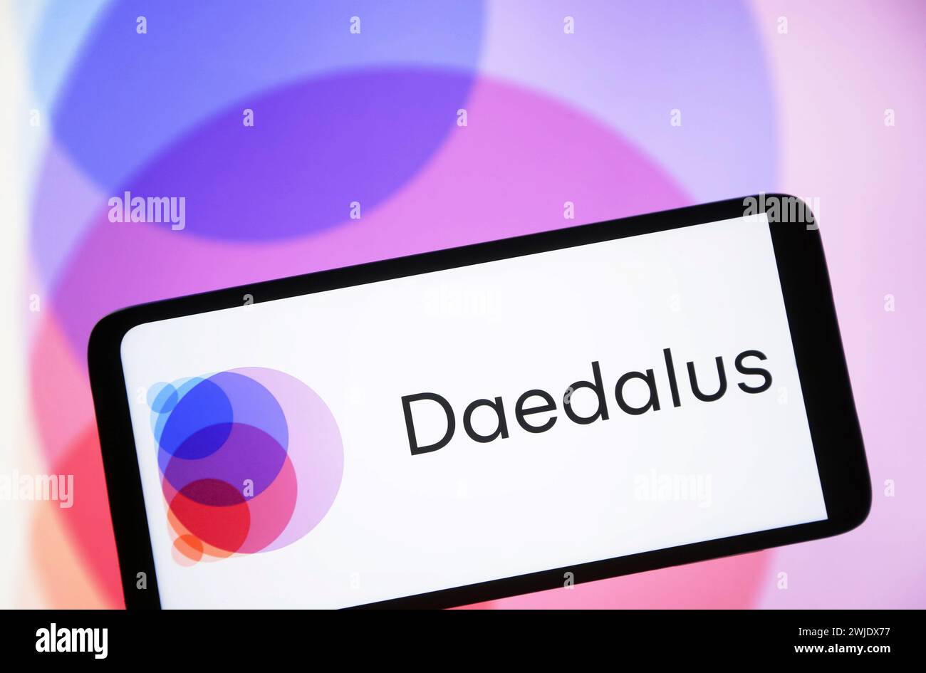 Ukraine. 14th Feb, 2024. In this photo illustration, Daedalus GmbH logo is seen on a smartphone ...