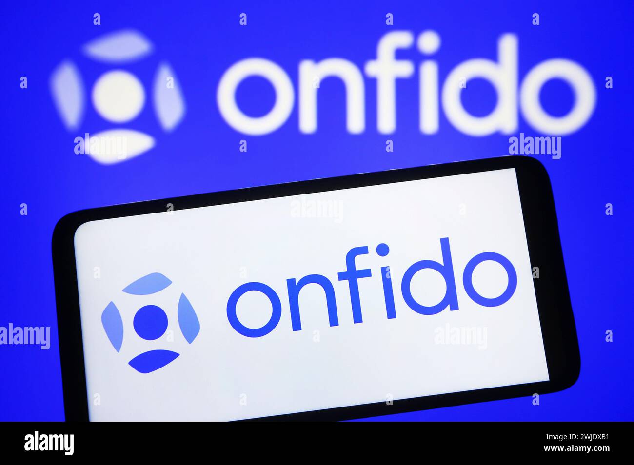 Ukraine. 14th Feb, 2024. In this photo illustration, Onfido logo is ...