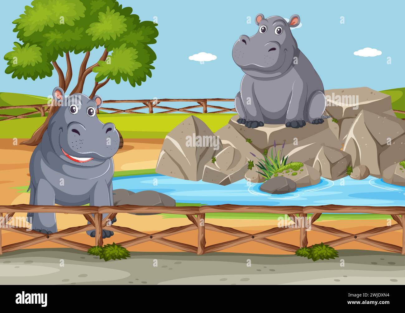 Hippos water Stock Vector Images - Alamy