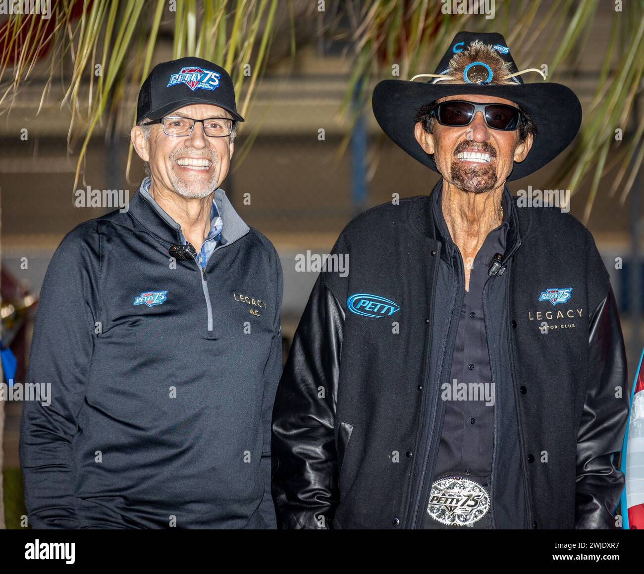 Daytona, United States. 14th Feb, 2024. Kyle Petty (L) and Richard ...