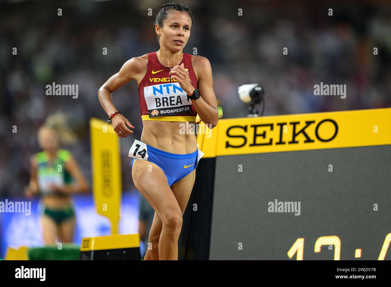 Joselyn Brea participating in the 5000 meters at the World Athletics ...