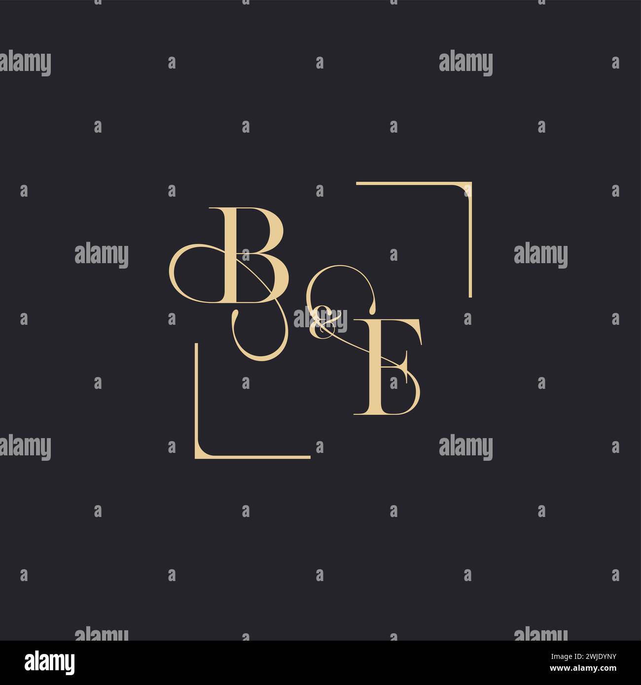 BF simple concept of wedding outline logo and square of initial design ...