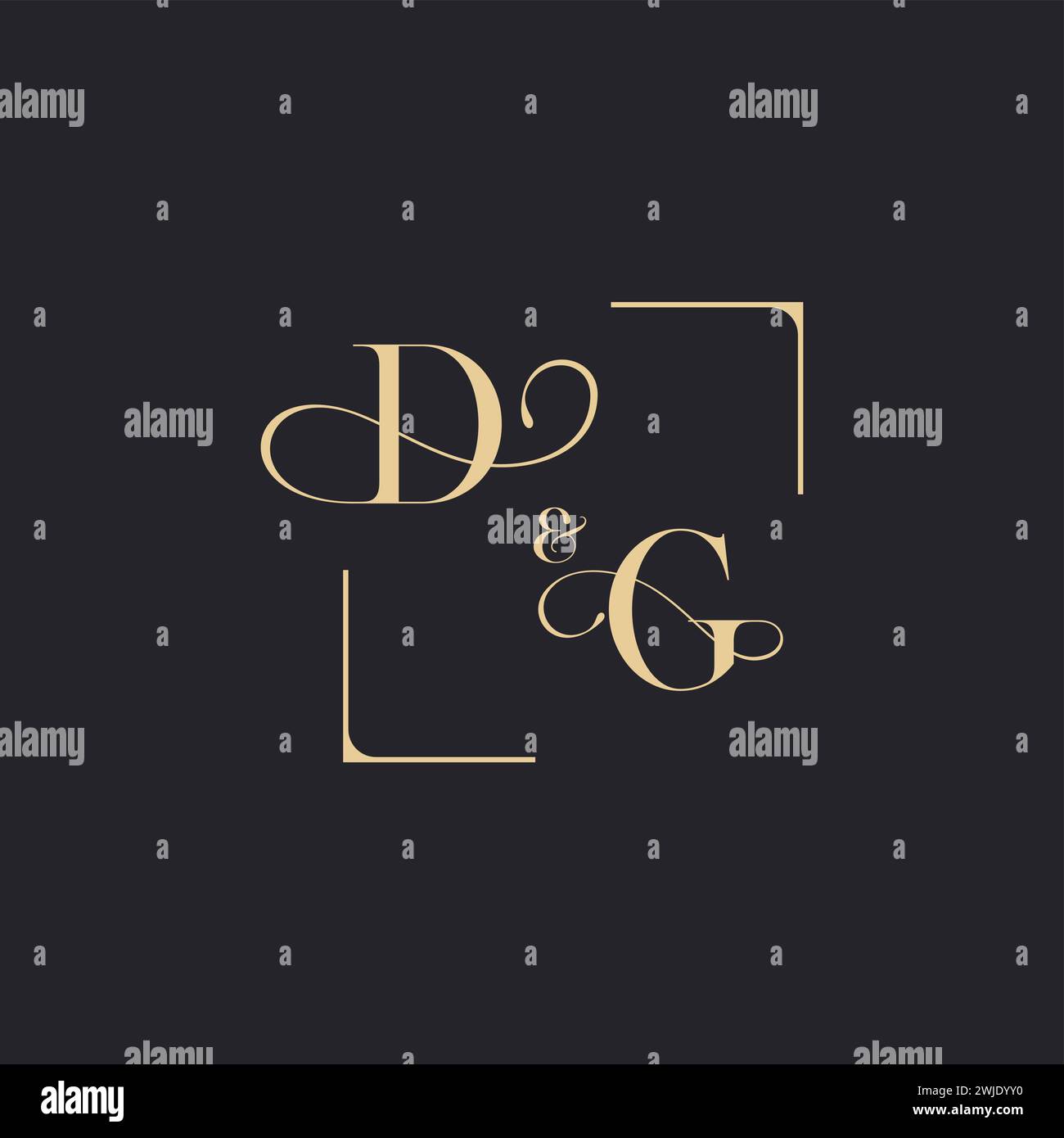 DG simple concept of wedding outline logo and square of initial design ...