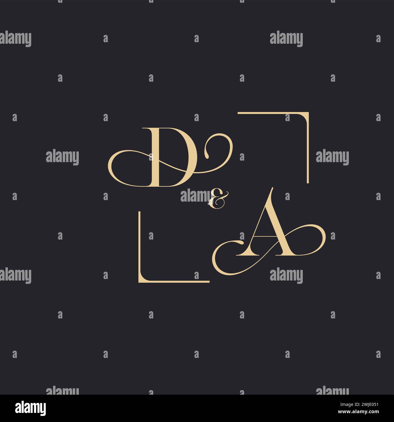 DA simple concept of wedding outline logo and square of initial design ...