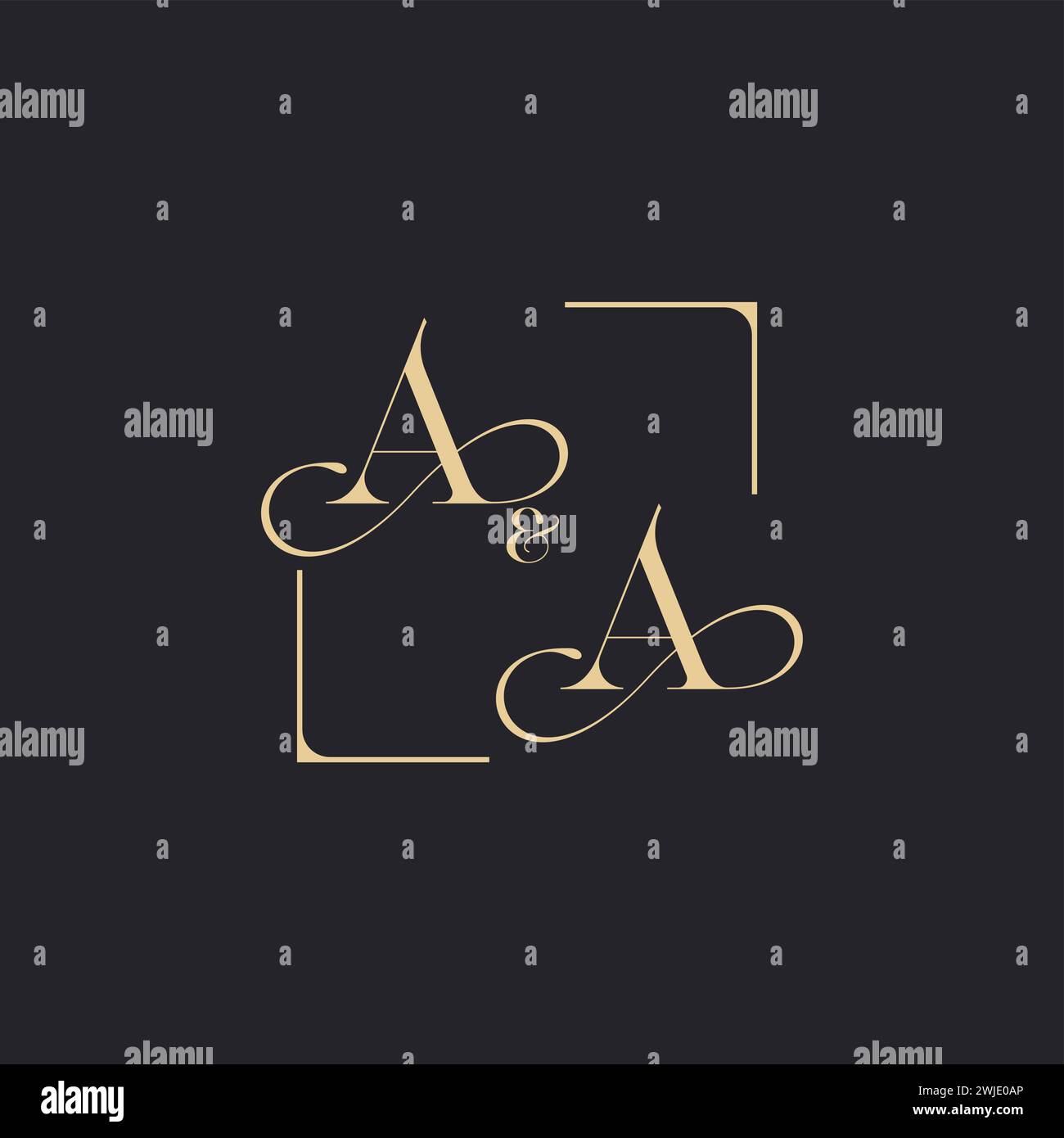 AA simple concept of wedding outline logo and square of initial design ...