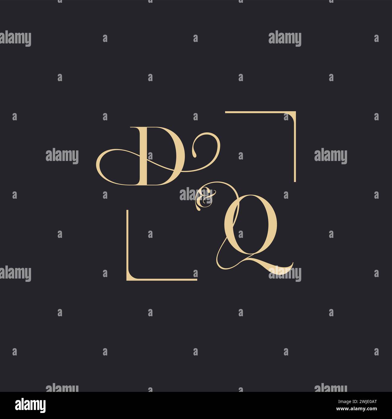 DQ simple concept of wedding outline logo and square of initial design ...