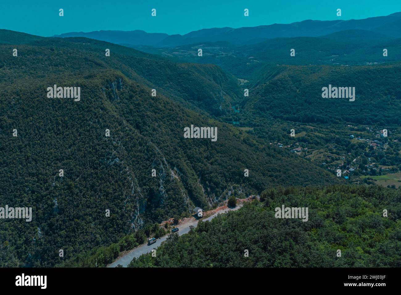 Kanjon une viewed from above, small river close to Martin Brod in ...