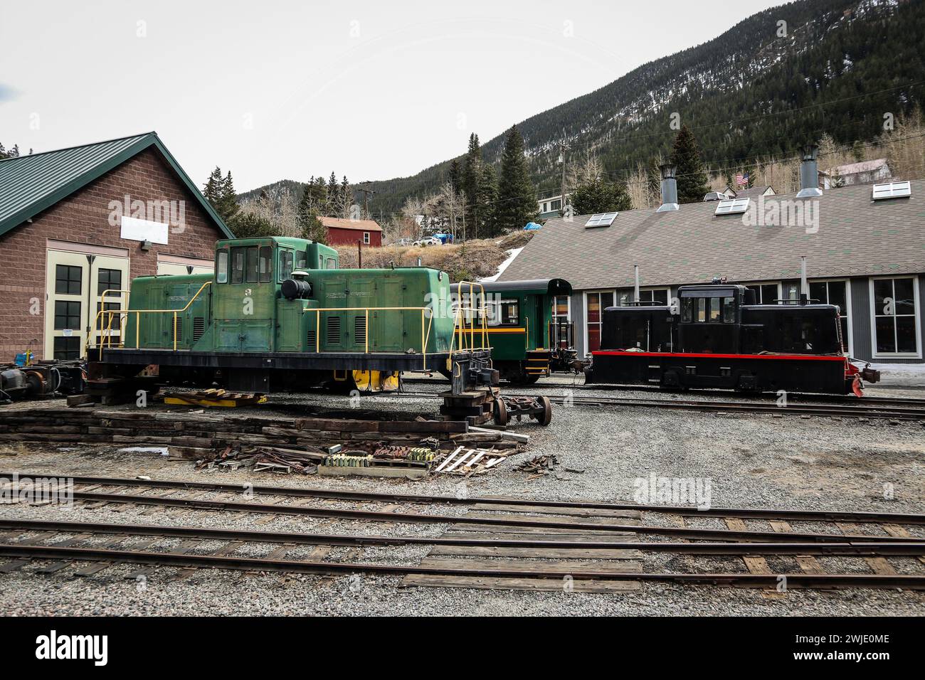 Side view of diesel locomotive shunters of Georgetown loop railroad in ...