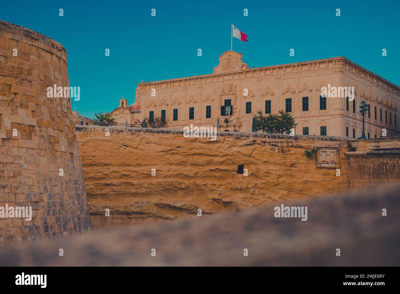 Parliament of Malta in Valetta, seen on a sunny day from the outside of ...