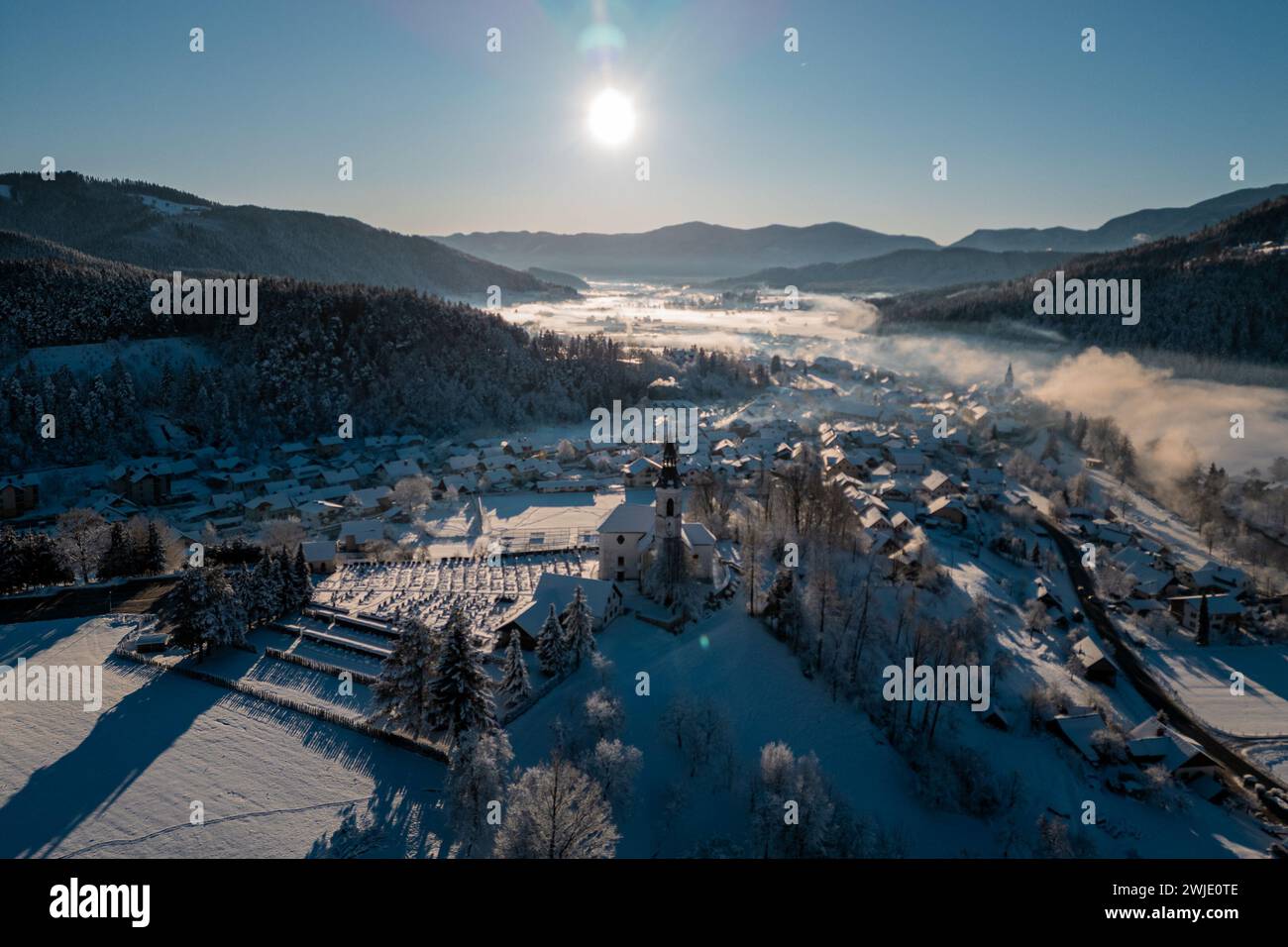 Aerial view rising over ski hi-res stock photography and images - Alamy