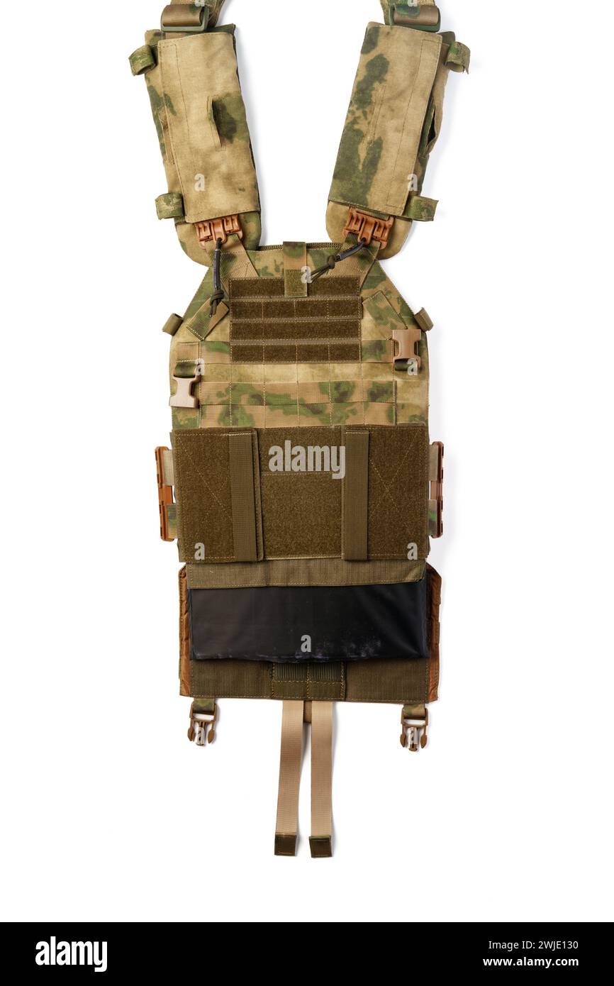 Camouflage bulletproof vest isolated on white background Stock Photo ...