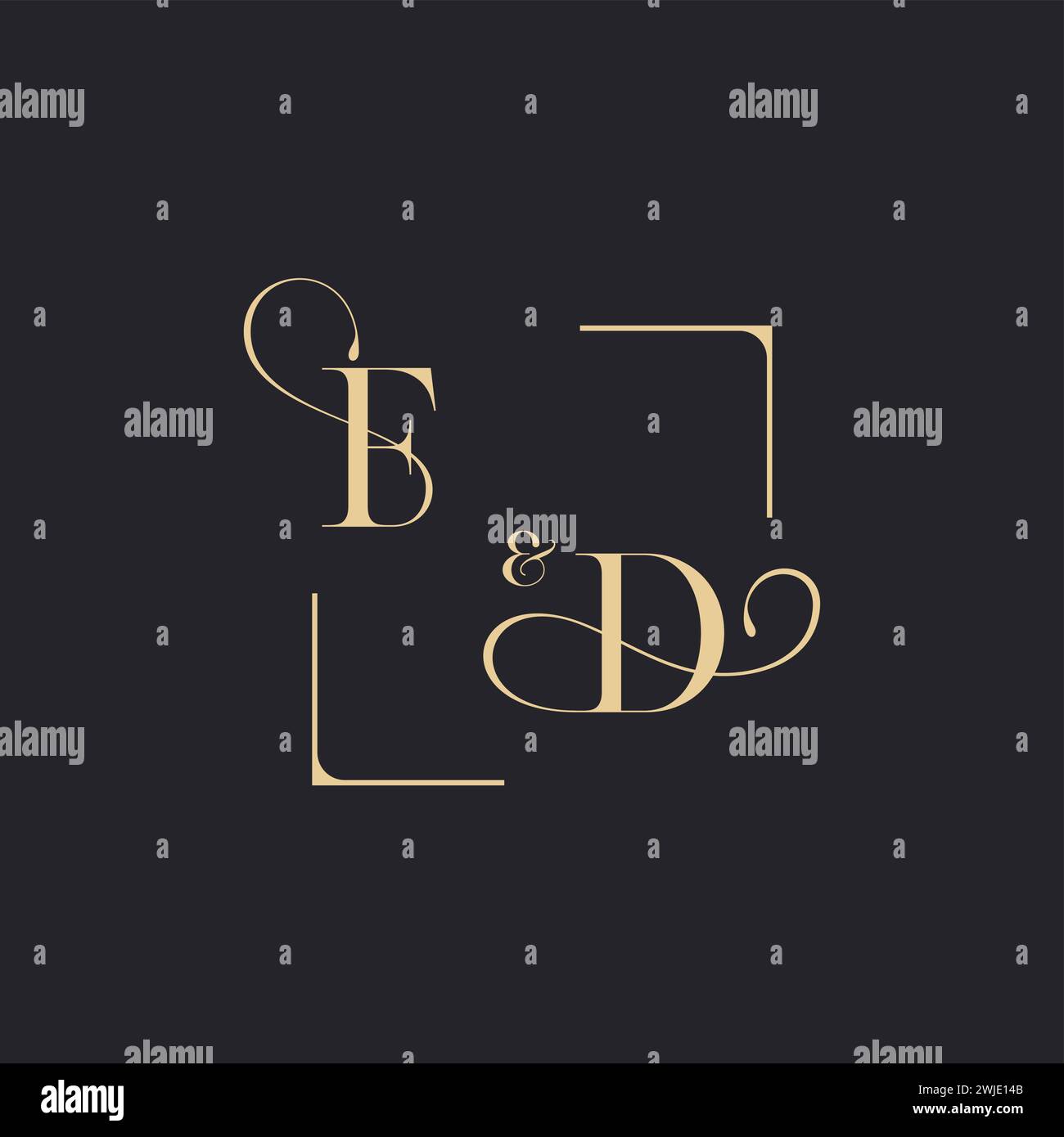 FD simple concept of wedding outline logo and square of initial design ...