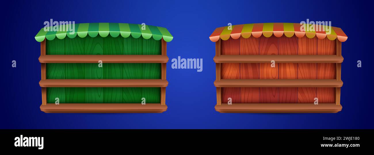 Shop window template for game ui design. Cartoon vector illustration ...