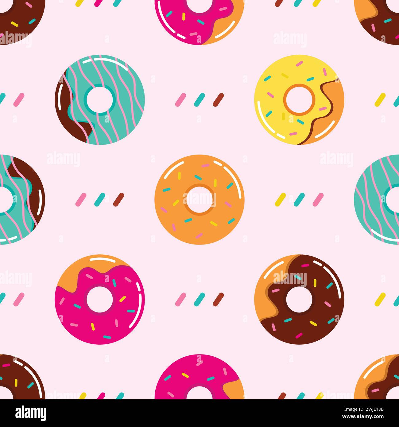 Seamless pattern of donuts with multicolored glaze. Sweet donuts vector illustration Stock ...