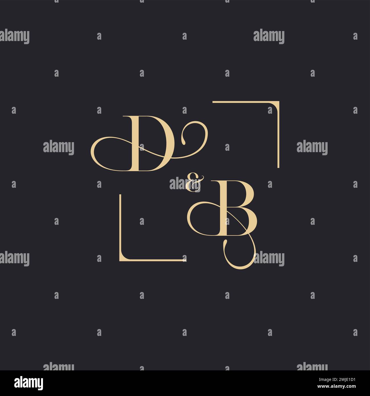 DB simple concept of wedding outline logo and square of initial design ...