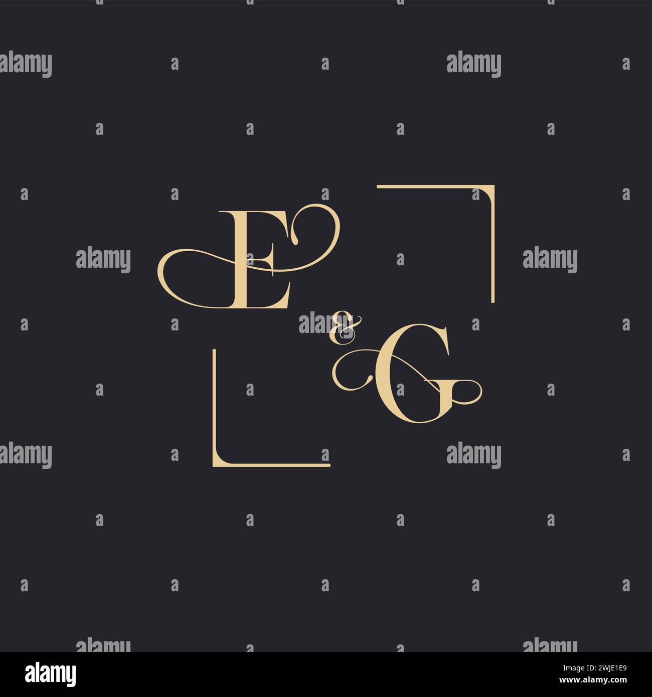 EG simple concept of wedding outline logo and square of initial design ...