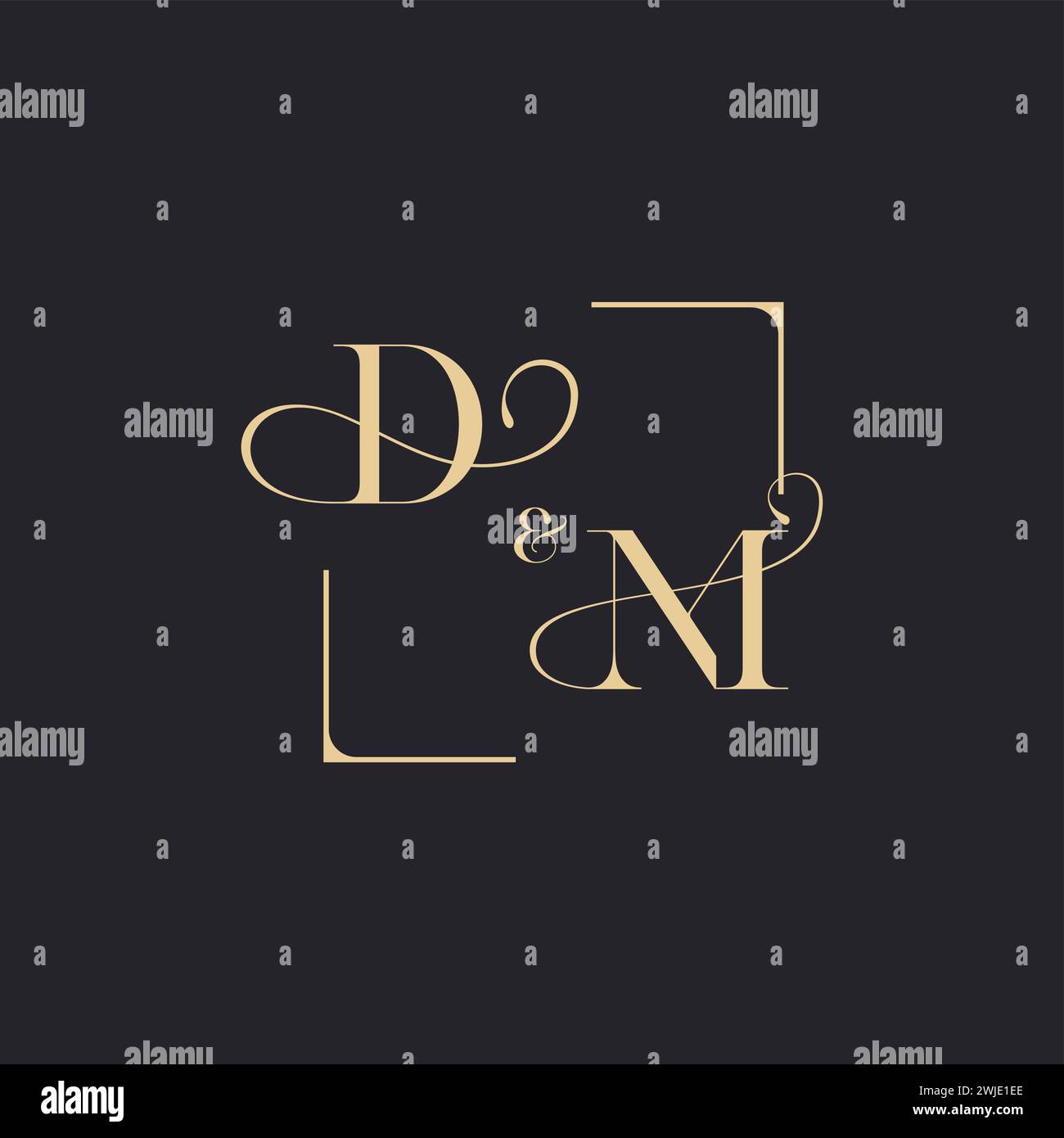DM simple concept of wedding outline logo and square of initial design ...