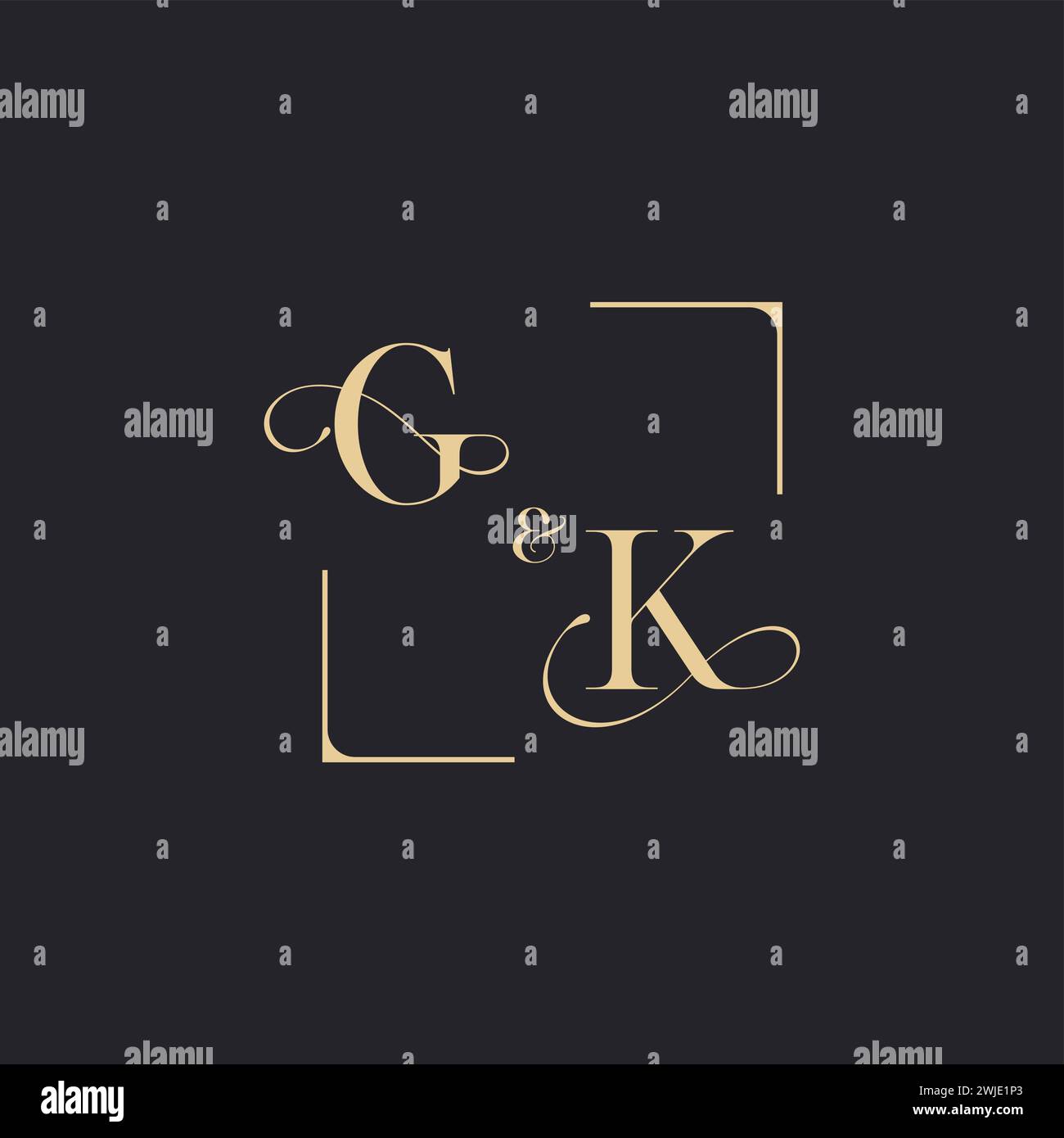 GK simple concept of wedding outline logo and square of initial design ...
