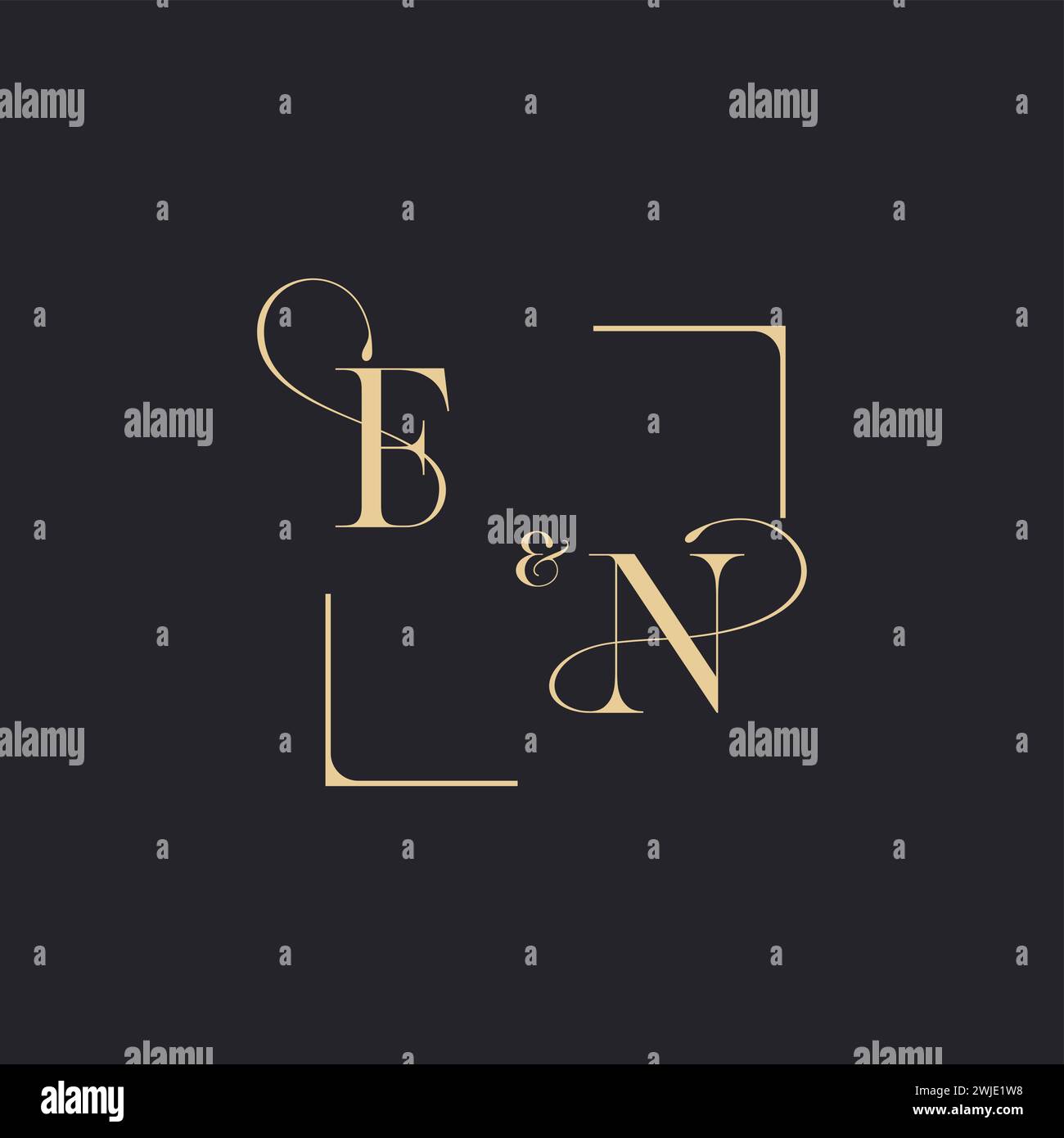 FN simple concept of wedding outline logo and square of initial design ...