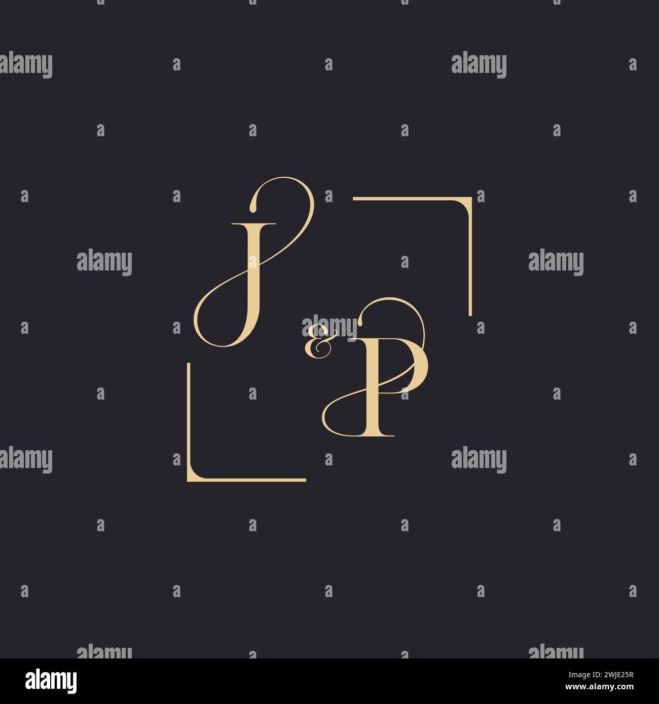 JP simple concept of wedding outline logo and square of initial design ...