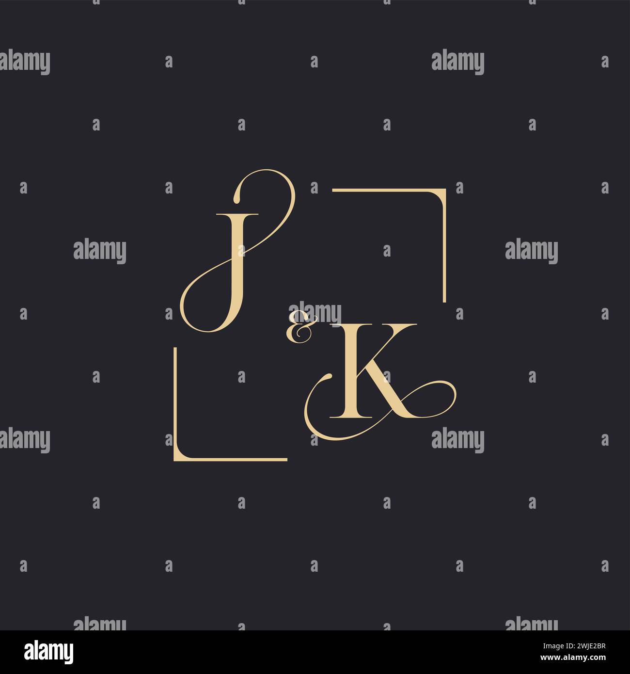 JK simple concept of wedding outline logo and square of initial design ...