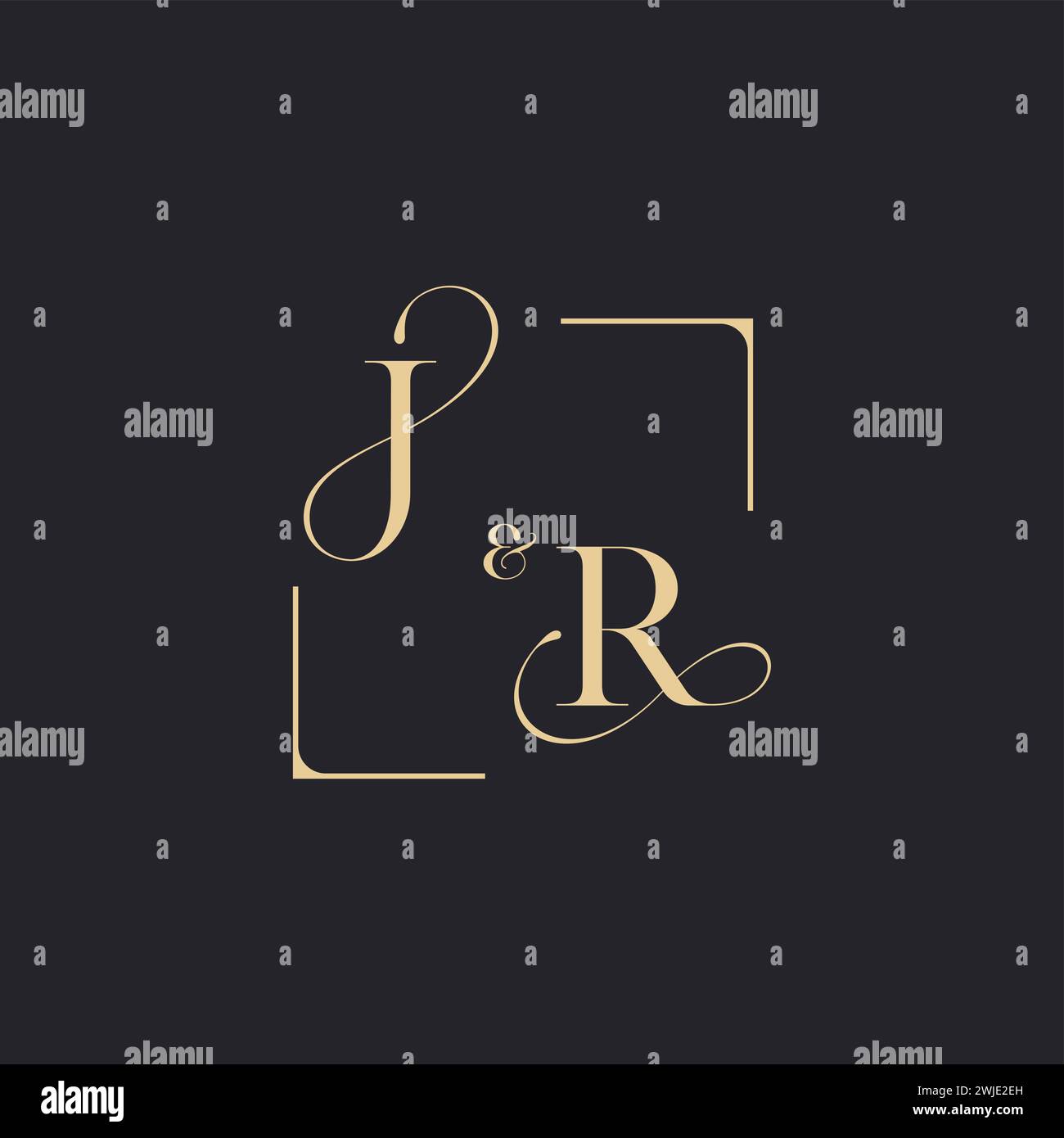 JR simple concept of wedding outline logo and square of initial design ...