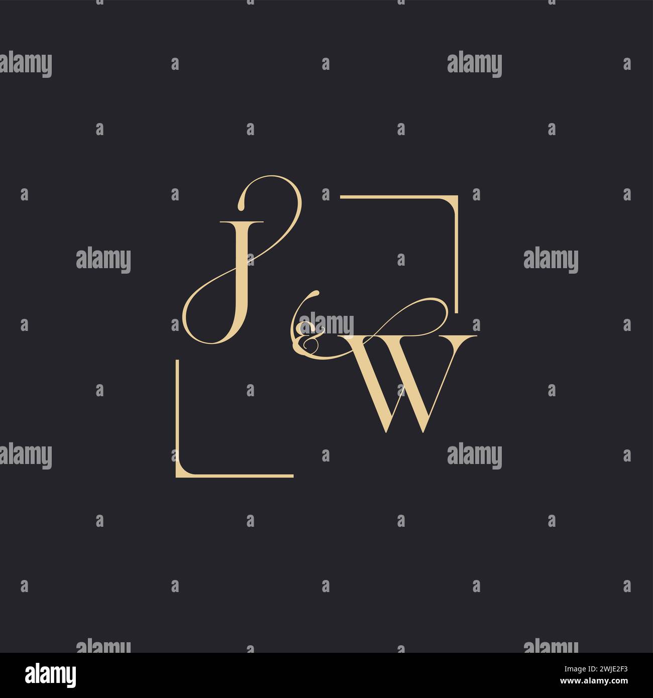 JW simple concept of wedding outline logo and square of initial design ...
