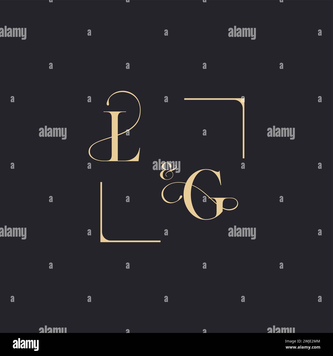 LG simple concept of wedding outline logo and square of initial design ...