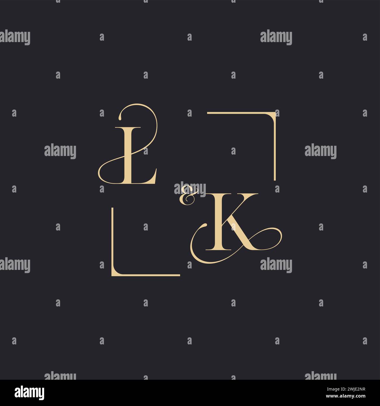 LK simple concept of wedding outline logo and square of initial design ...