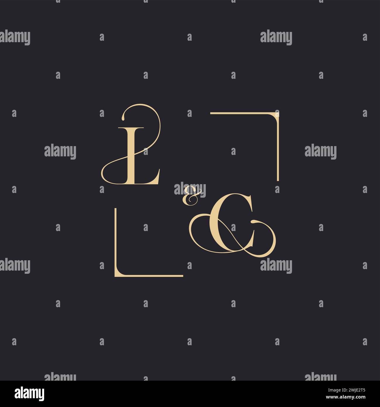 LC simple concept of wedding outline logo and square of initial design ...