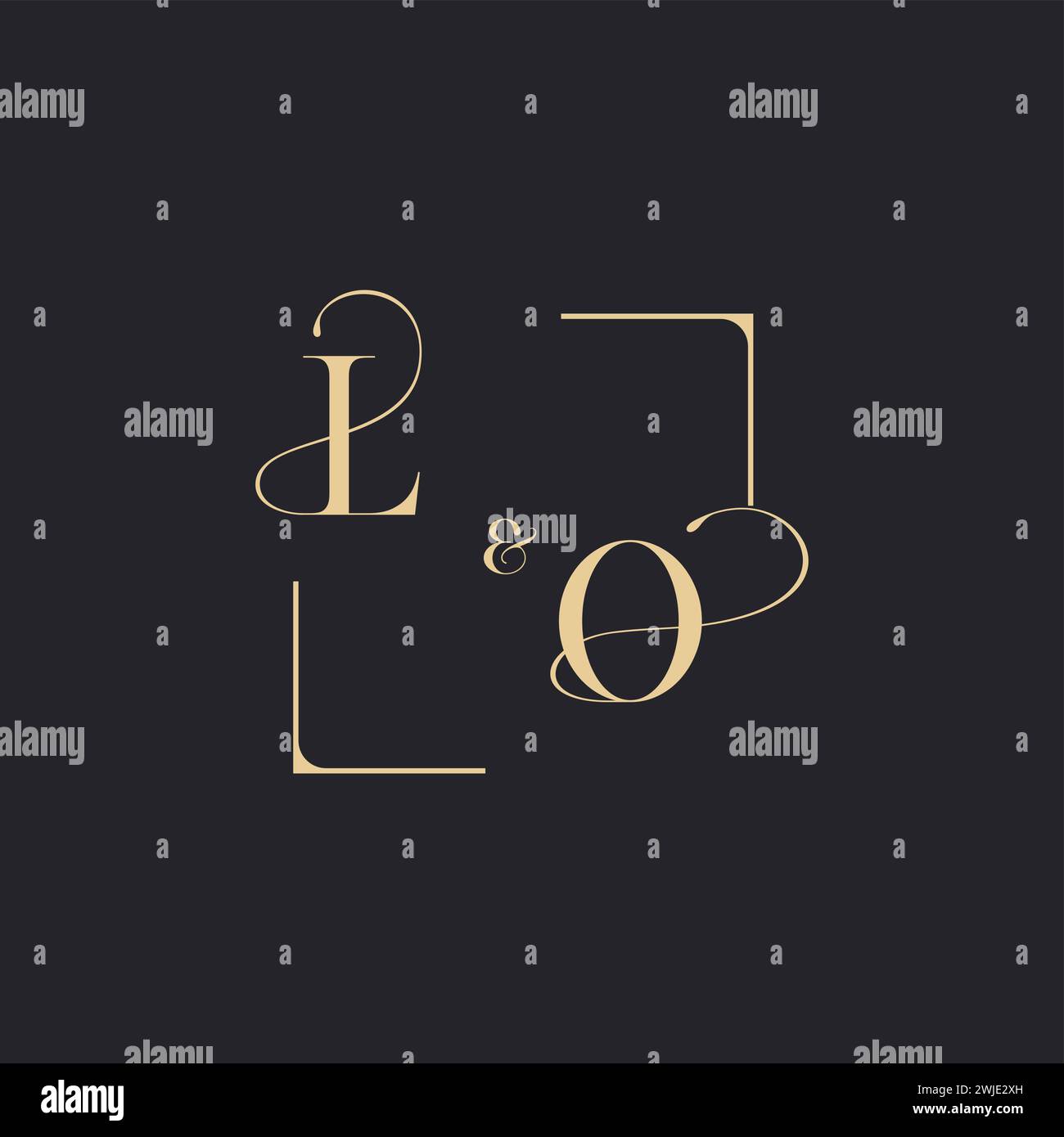 LO simple concept of wedding outline logo and square of initial design ...