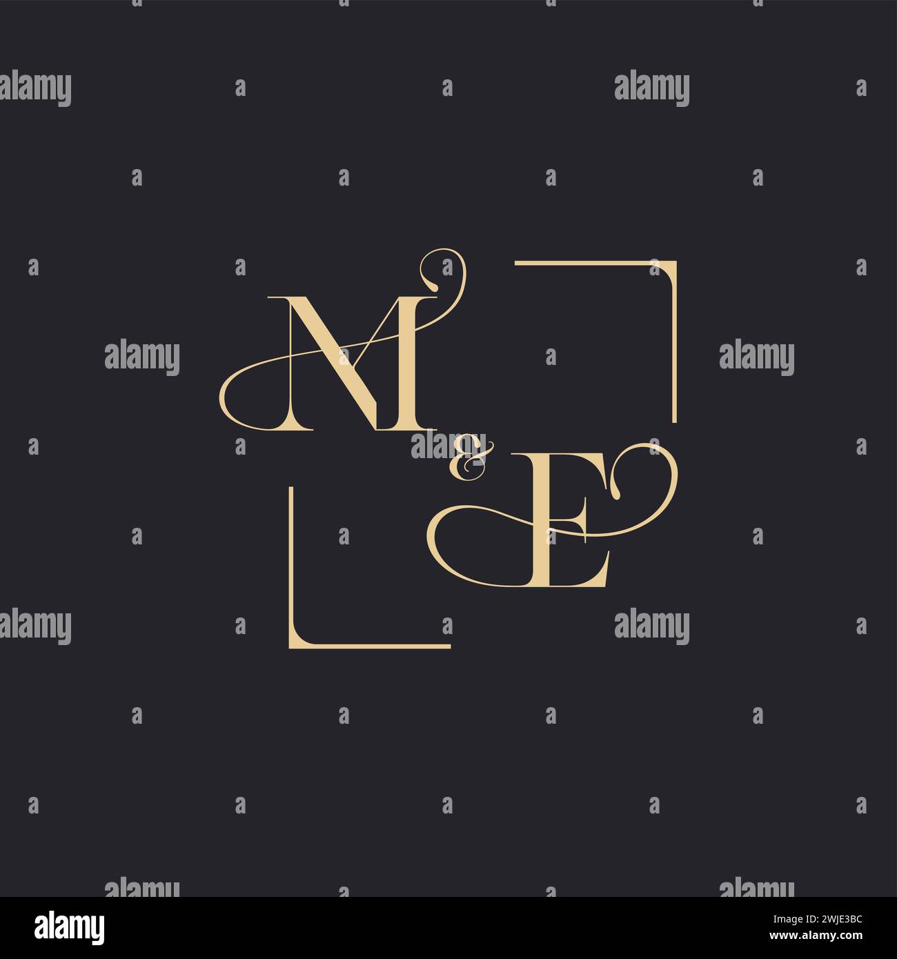 ME simple concept of wedding outline logo and square of initial design ...