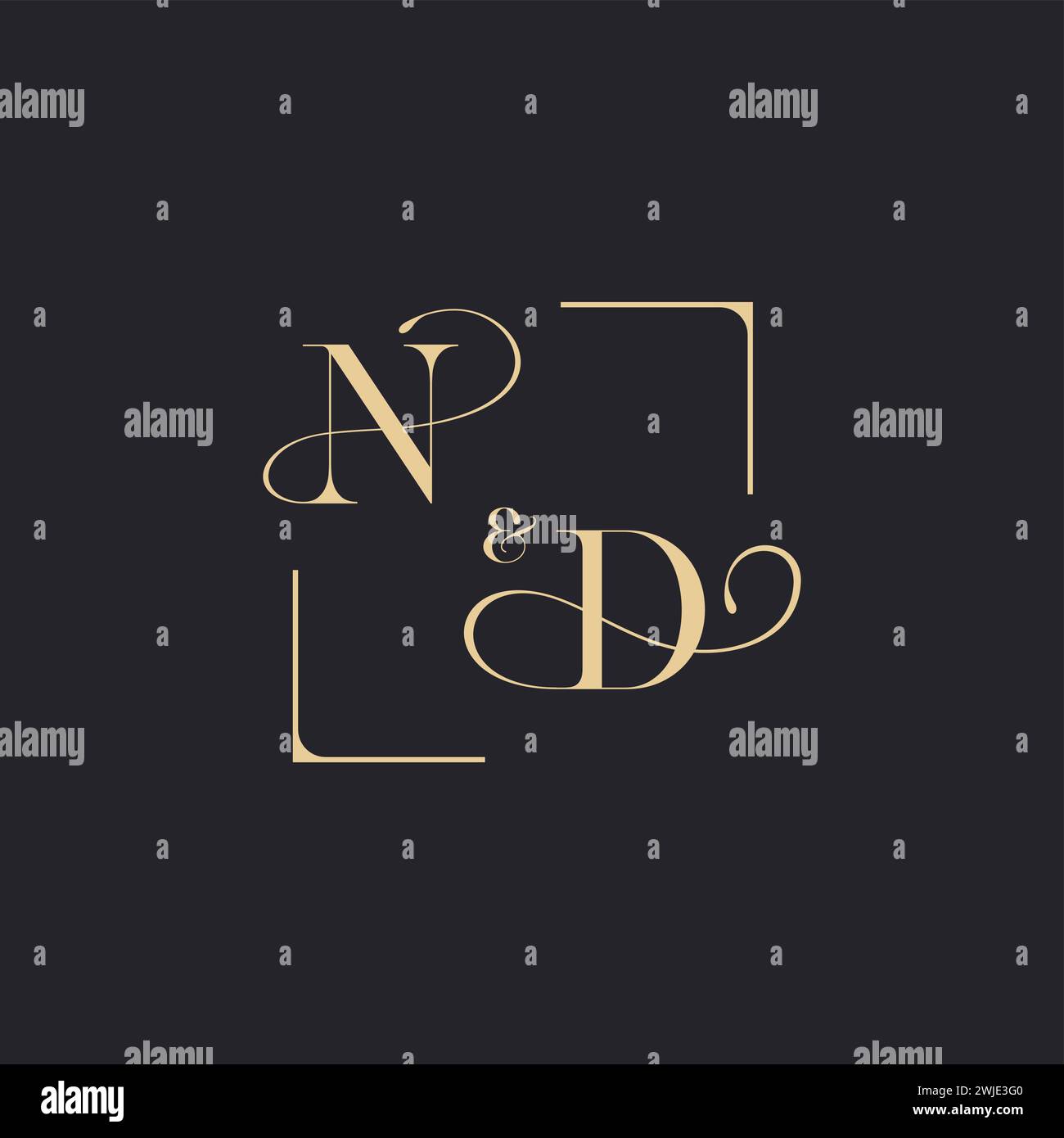 ND simple concept of wedding outline logo and square of initial design ...
