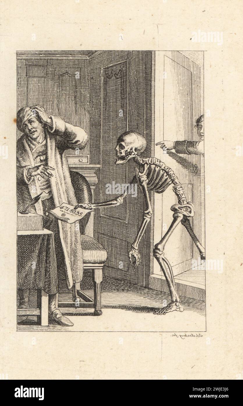 The skeleton of Death brings a lottery number to a gambler in a wood ...