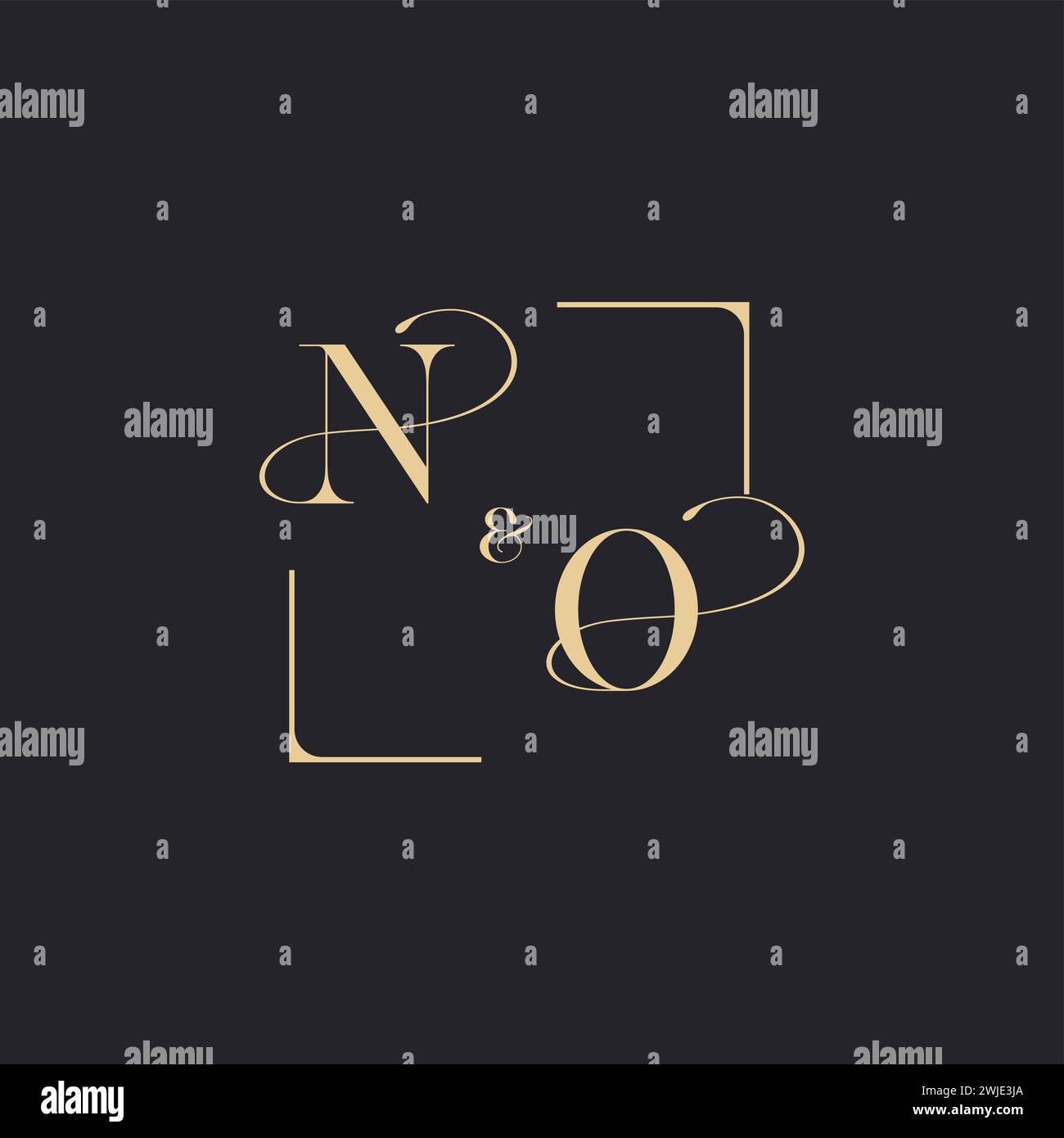 NO simple concept of wedding outline logo and square of initial design ...