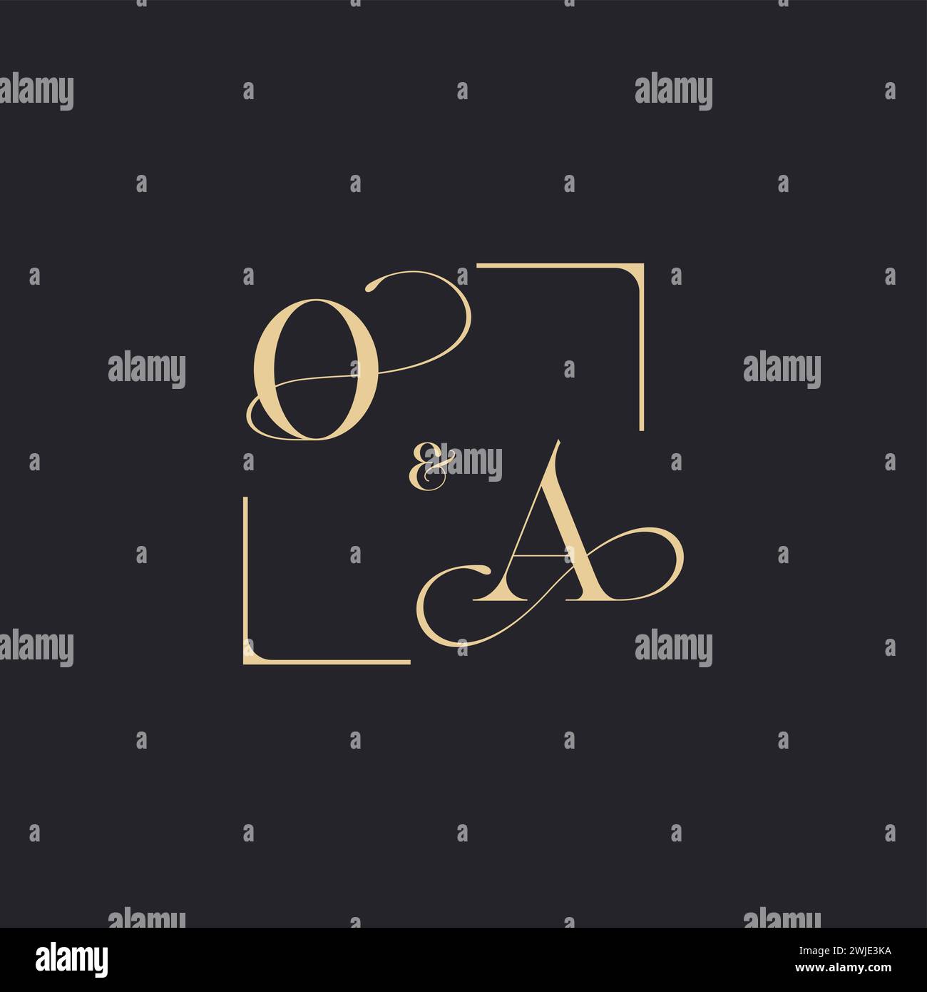 OA simple concept of wedding outline logo and square of initial design ...
